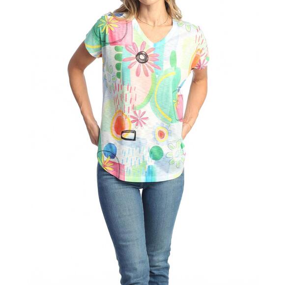 Jess & Jane | Tops | New Jess Jane Sunny Cap Sleeve Top Plus In Multi ...